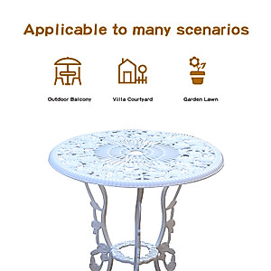 JARDIN DE CENTENNIAL Patio Bistro Set.Rust-Resistant Cast Aluminum Bistro Table Set with Umbrella Hole for Backyard (Rose White)