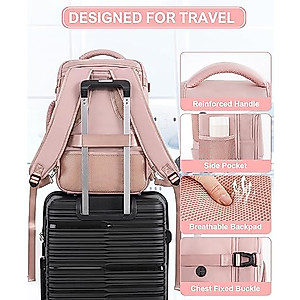 Beraliy Travel Backpack, Airline Approved Personal Item Bag, Carry On Backpack for Women,Lightweight Weekender Bag, Laptop Backpack Hiking Business Casual Daypack, Pink