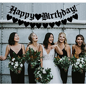 Gothic HAPPY BIRTHDAY Banner,Celebrate the occasion with this fun, quirky, alternative banner, Old English Gothic banners,for 20th 30th 40th Birthday