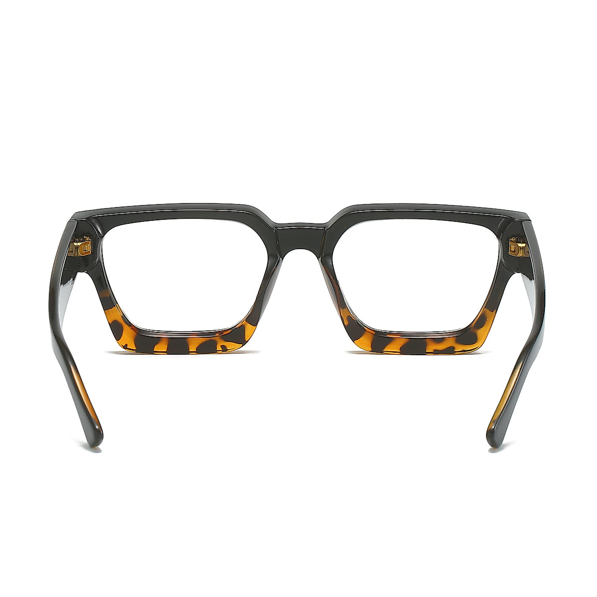 EYLRIM Thick Square Frame Blue Light Glasses for Women Men Non Prescription Computer Eyeglasses(04 Black Leopard)