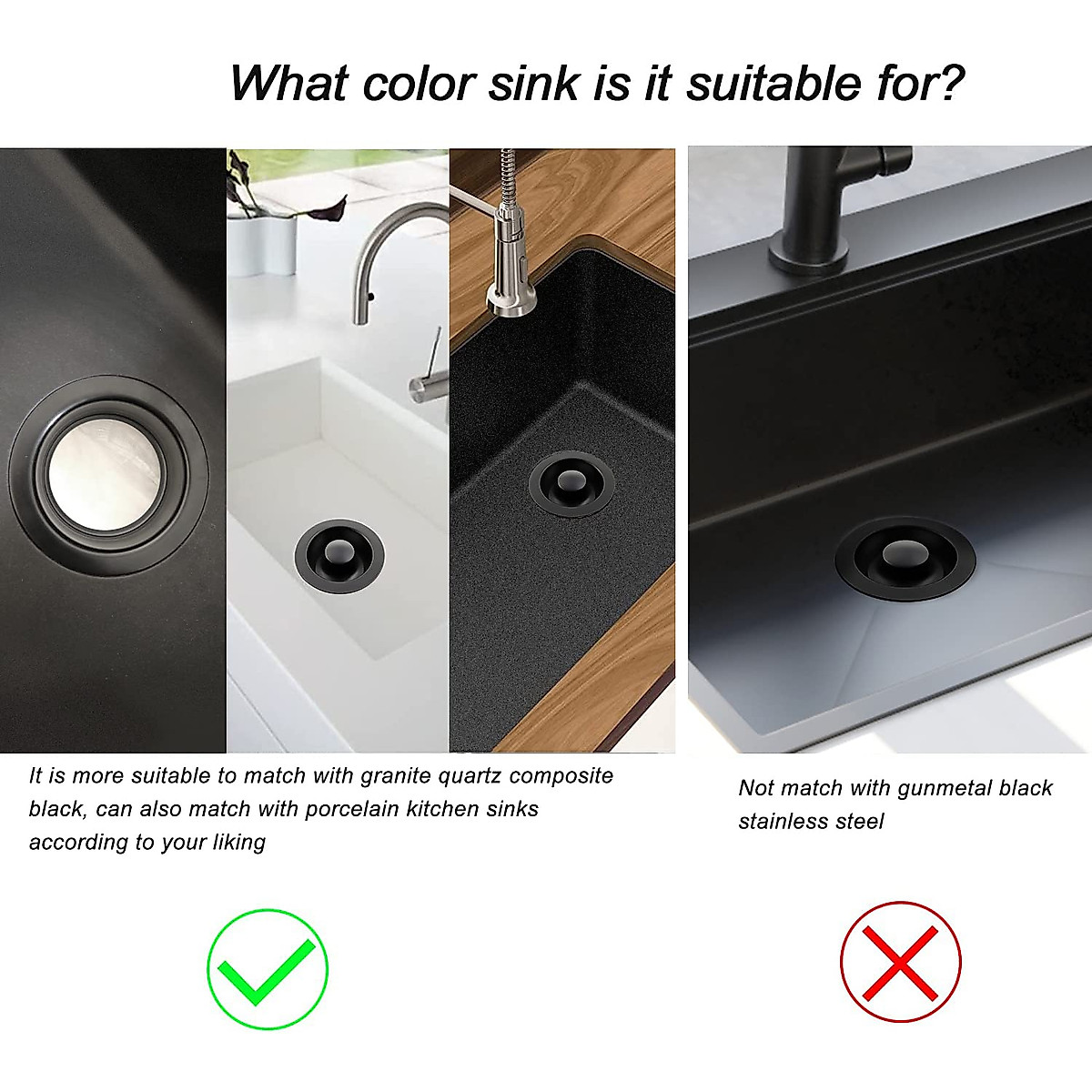 HausinLuck Garbage Disposal Flange, Black Garbage Disposal Drain Garbage Disposal Sink Flange and Stopper, Garbage Disposal Flange Plug For 3-1/2 Inch Drain Hole, Sink Flange and Stopper