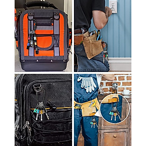 12pc Portable Bit holder Keychain, 1/4in Hex Shank Screwdriver Bit Clip for Impact Driver Flexible Drill Bit Extension Nut Driver W/Black Carabiner, Quick Release Lightweight Drill Screw Adapter