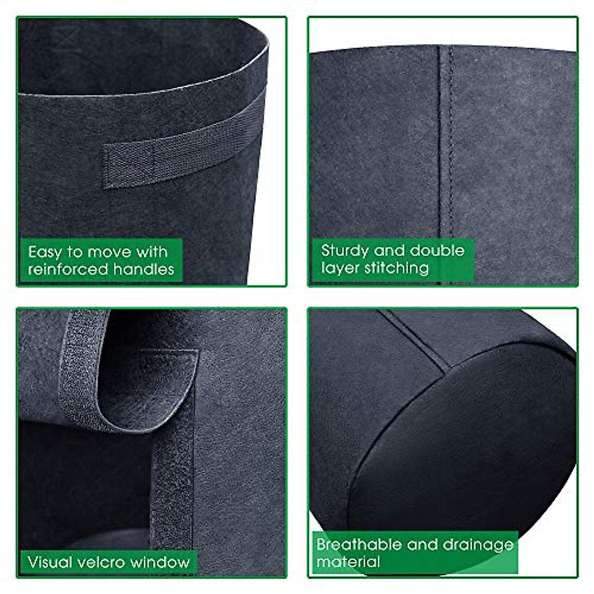 Gardzen 6 Pack BPA-Free 10 Gallon Vegetable Grow Bags with Access Flap and Handles, Suitable for Planting Potato, Taro, Beets, Carrots, Onions, Peanut