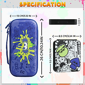 GLDRAM Carrying Case Bundle for Nintendo Switch and Switch OLED, Theme for Splatoon 3 Travel Case for Switch, Carrying Accessories Kit with Game Case, Thumb Grip Caps