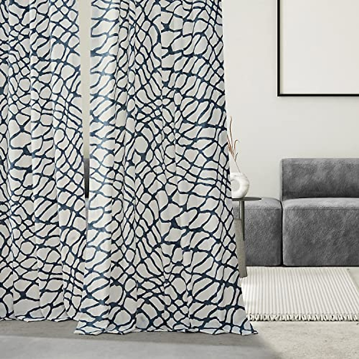 HPD Half Price Drapes Printed Cotton Twill Curtains For Room Décor 50 X 108 (1 Panel), PRTW-D50C-108, Ellis Blue