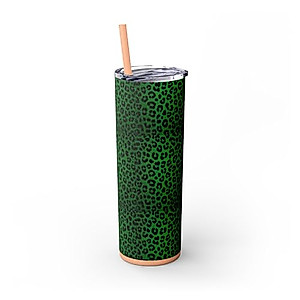 Tumbler Cup, Royal Green Cheetah Print with Straw, 20oz - Gift for Animal Print Lovers, Cheetah Pattern Drinkware, Unique