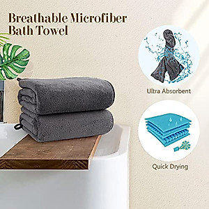 Orighty Bath Towel Set Pack of 2(27’’ x 54’’) - Soft Feel Bath Towel Sets, Highly Absorbent Microfiber Towels for Body, Quick Drying, Microfiber Bath Towels for Sport, Yoga, SPA, Fitness - Grey