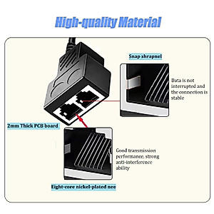 2Pack RJ45 Ethernet Splitter Cable Network Adapter 1 Male to 2 Female, Suitable Super Cat5, Cat5e, Cat6, Cat7 Connector LAN Ethernet Cables Internet Adapter, Black