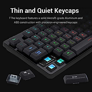 Redragon K509 RGB-Backlit Gaming Keyboard,104 Keys Wired Mechanical Feeling Low Profile Quiet Keyboard, Spill-Resistant, Anti-Ghosting, Compatible with Windows,macOS, PS4/5, Xbox. Black