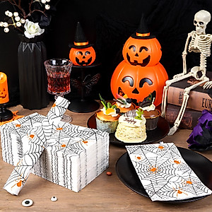 Homlouue 100 PCS Halloween Paper Napkins, Halloween Spider Webs Napkins, Halloween Napkins Disposable for Halloween Party Dinner Decorations Holiday, Halloween Guest Napkins for Home Party Supplies