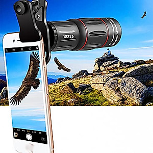 JFGJL 18X Monocular Zoom Optical Cell Phone Lens Universal for Smartphones Clip Telephoto Camera Lens
