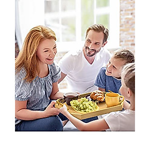 Dormmi Wooden Tray, Serving Tray with Handles 16 inch Rhombus Solid Wood Trays for Serving Breakfast in Bed, Lunch, Dinner, Appetizers, Patio, Ottoman, Coffee Table, BBQ, Party