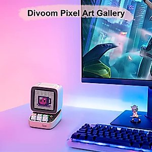 Divoom Ditoo Retro Pixel Art Game Bluetooth Speaker with 16X16 LED App Controlled Front Screen (Pink)