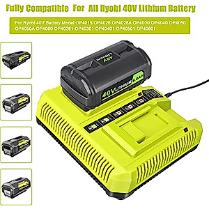 JYJZPB Dual Channel OP401 40V Battery Charger for Ryobi 40V Battery OP4050A OP4026 OP40601 OP4040 OP4030 OP4015 OP40201 Lithium Battery