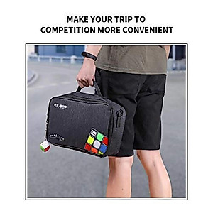 Professional Speed Cube Storage Bag with Individual Compartments for Timer/Cubes/Cup/ Mat Supplies- Black Satchel Shoulder Bag Carry Case Perfect for Competitions- from MRC