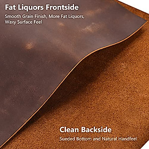 Tooling Leather Square 1.8-2.0MM Thick Genuine Top Full Grain Oil Tan Crazy Horse Cowhide Leather Sheets for Crafts Tooling Sewing Wallet Earring Hobby (Dark Brown, 8"x12")