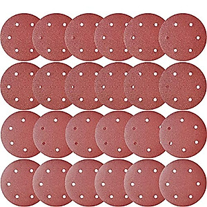 Tonmp 30 PCS 9-Inch 6-Hole Hook-and-Loop Sanding Discs Sander Paper for Drywall Sander -5 Each of 80 100 120 180 240 400 Grits