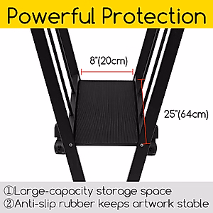 MEEDEN Art Display Print Rack: Artist Storage Rack with Castors for Canvas Organizer - Beech Wood Large Drying Racks for Prints Artworks Panels Posters Stand Art Shows & Galleries - Black