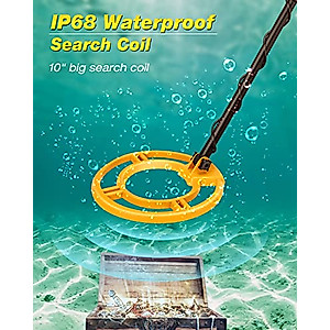 RM RICOMAX Metal Detectors for Adults - Professional Gold Detector for Treasure Hunt, IP68 Waterproof 10" Search Coil, Higher Accuracy with Stong Modes, Adjustable LCD Display with Headphones