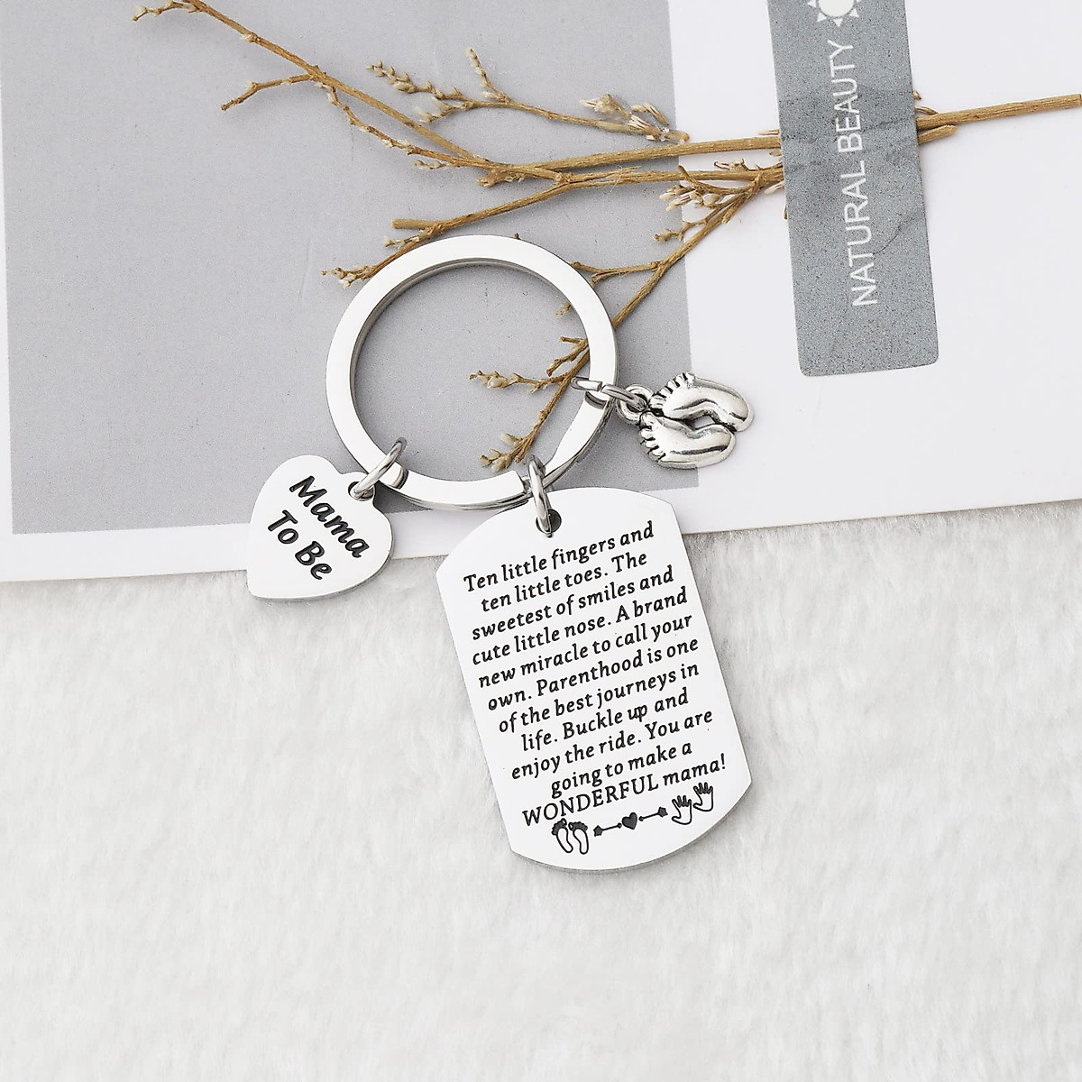 MYOSPARK Mommy To Be Gift New Mommy Keychain Baby Announcement Gift Expecting Mom Gift Parenthood Is One Of The Best Journeys (little fingers DT)
