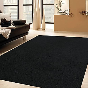 Ambiant Pet Friendly Solid Color Area Rugs Black - 3' x 5'