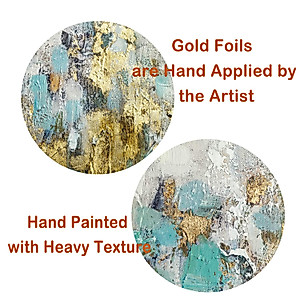 Abstract Canvas Artwork Modern Painting: Gleaming Gold Picture on Canvas for Home Wall Art Decor