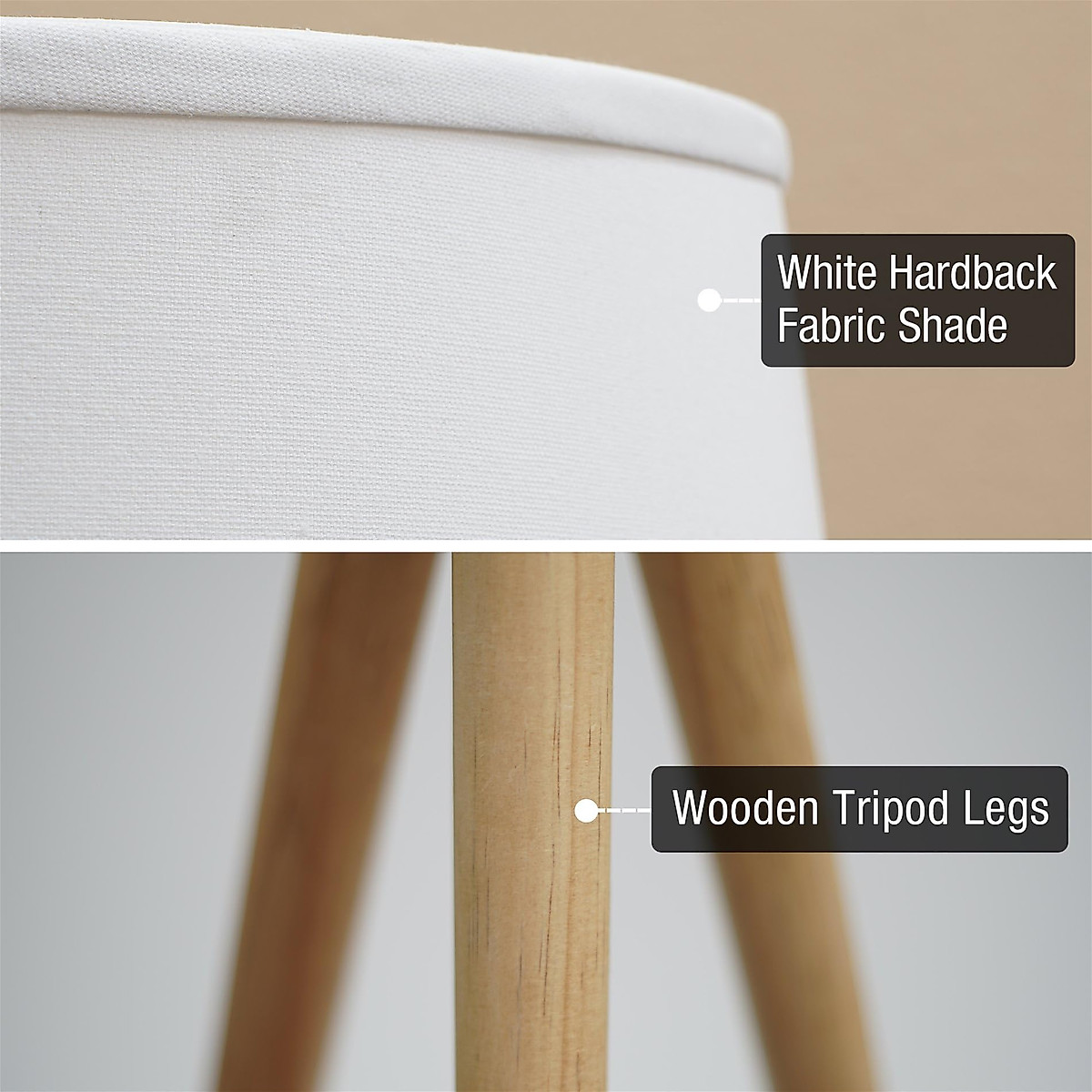 Kira Home Grace 60.5" Mid Century Modern Tripod LED Floor Lamp + Energy Efficient 9W Bulb, Wooden Tripod Legs + White Shade