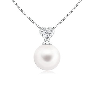 Freshwater Cultured Pearl Pendant with Heart-Shaped Bale in 14K White Gold (7mm Freshwater Cultured Pearl)