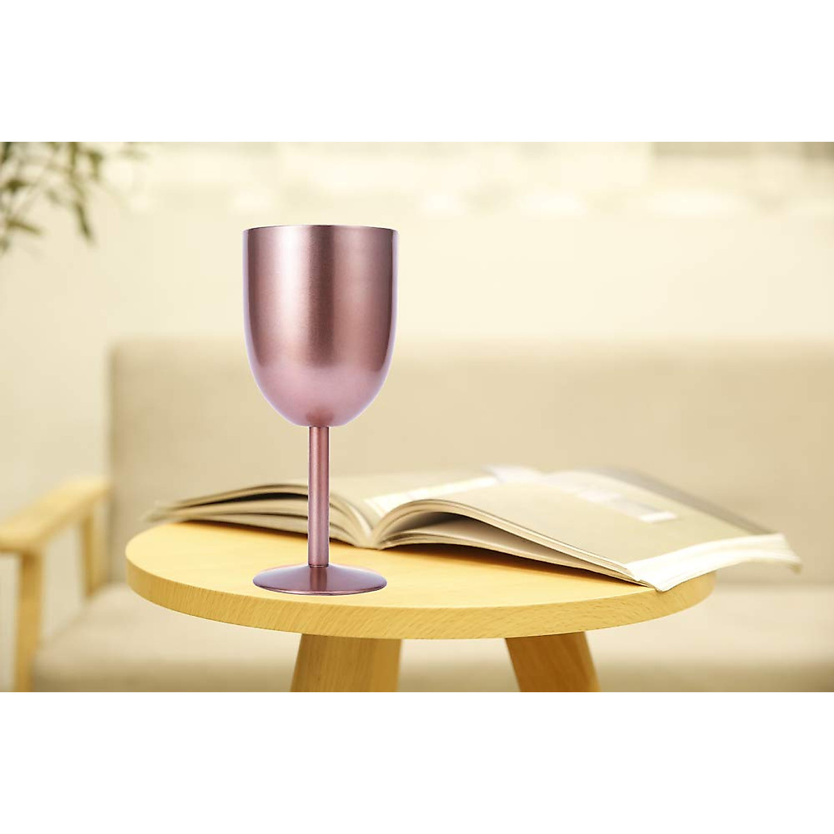 AMZUShome Stainless Steel Wine Glasses Cups.Double Walled Vacuum Insulated Wine Tumbler With Lid and Straw.Friendship,Christmas,Birthday Gifts for Women Men Friends Dad Mom(10oz Rose Gold)