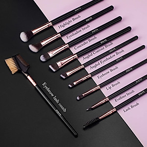 Makeup Brushes SOLVE Professional 16pcs Brushes Set with case，face makeup brushes set foundation eyeshadow brush set travel make up brushes with wooden Handle Softy synthetic fiber（𝑩𝒍𝒂𝒄𝒌 & 𝑹𝒐𝒔𝒆）