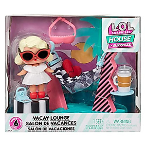 LOL Surprise OMG House of Surprises Vacay Lounge Playset with Leading Baby Collectible Doll with 8 Surprises, Dollhouse Accessories, Holiday Toy, Great Gift for Kids Ages 4 5 6+ Years Old & Collectors