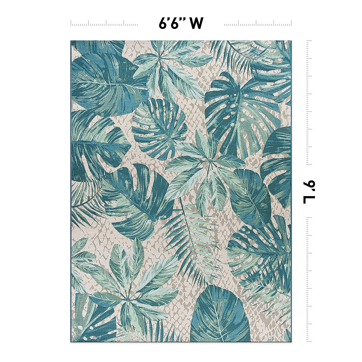 Rugshop Contemporary Tropical Floral Indoor/Outdoor Area Rug 6'6" x 9' Blue