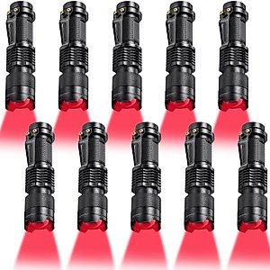 Honoson 4 Pieces Red Flashlight LED Single Mode Light One Mode LED Torch Scalable Red Light Flashlight for Astronomy Aviation Night Observation