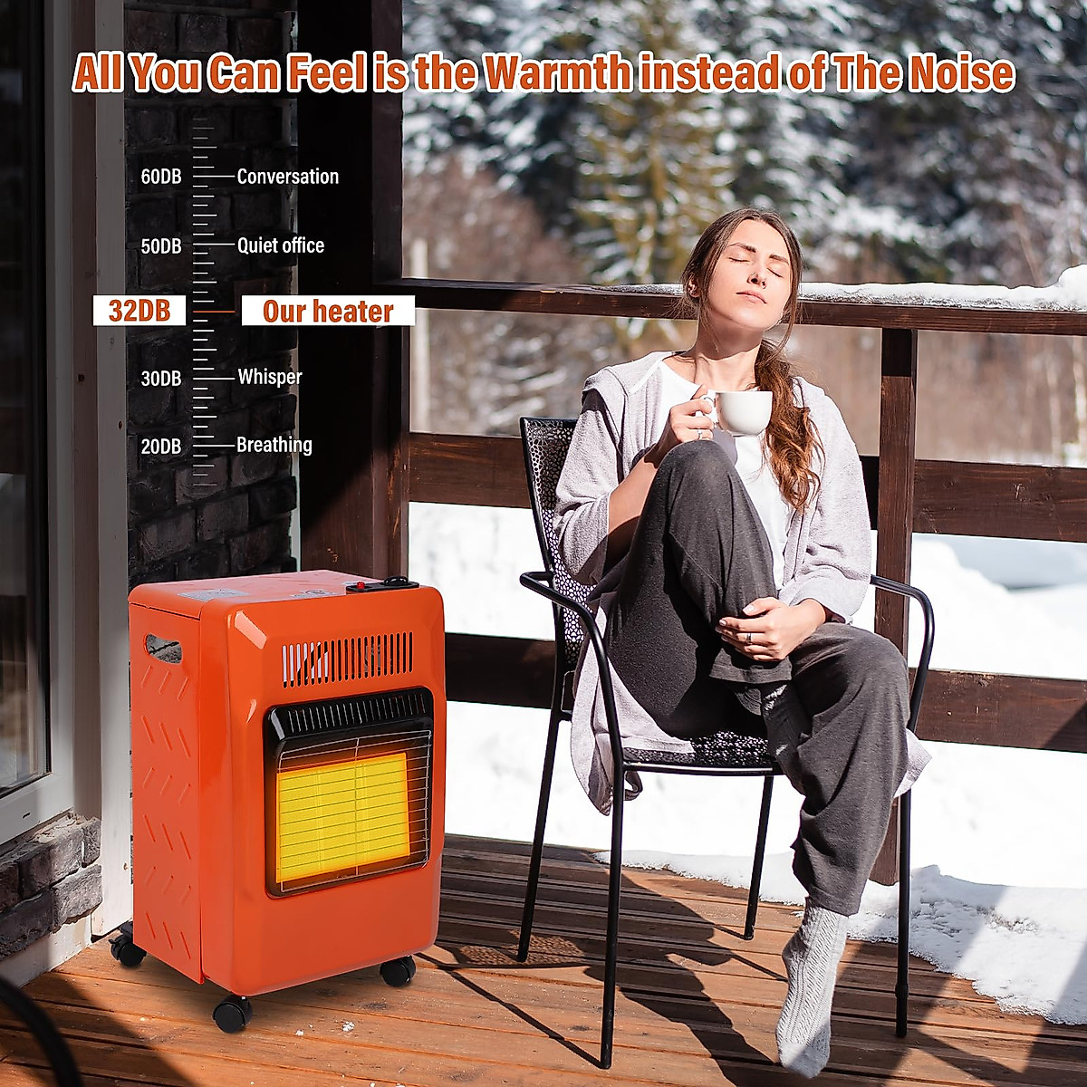 WELLUCK Propane Heater | Portable Patio Heater for Outdoor | LP Cabinet Gas Heater for Camping, Garages, Workshops & Construction Sites |18,000 BTU Warm Area up to 450 sq. ft, 3 Power Settings
