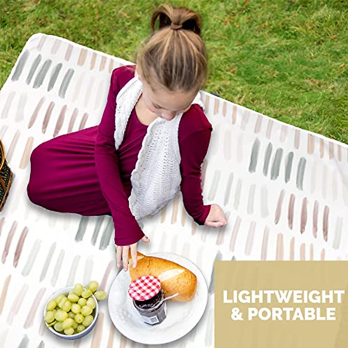 JumpOff Jo – Baby Splat Mat for Under High Chair,– Washable Waterproof Baby Floor Mat for Arts and Crafts Playtime and Dining Table or Booster Seat, Reusable Fabric 51"x51" - Dashes