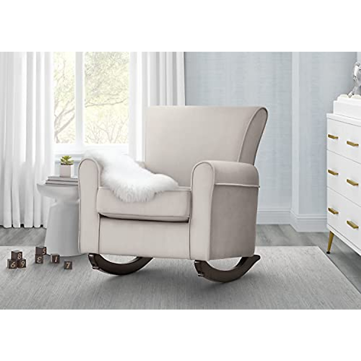 Delta Children Lancaster Rocking Chair Featuring Live Smart Fabric, Linen