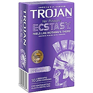 Trojan Her Pleasure Ecstasy Lubricated Condoms - 10 Count (Packaging May Vary)