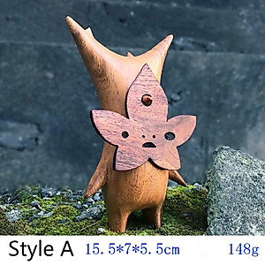 Garden Decor Crafts Creative Cute Expression Korogu Family Safe Wooden Grain Resin Leaf Fairy Ornaments for Home Office Car Interior Decor (A Set)