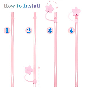 10 Pieces Straw Covers Cap & 10 Pieces Straws, Silicone Straw Tip Cover, Reusable Drinking Straw Protection Lids, Adorable Dust-Proof Straw Plugs, Party Bottles, Juice & Cocktail Decoration