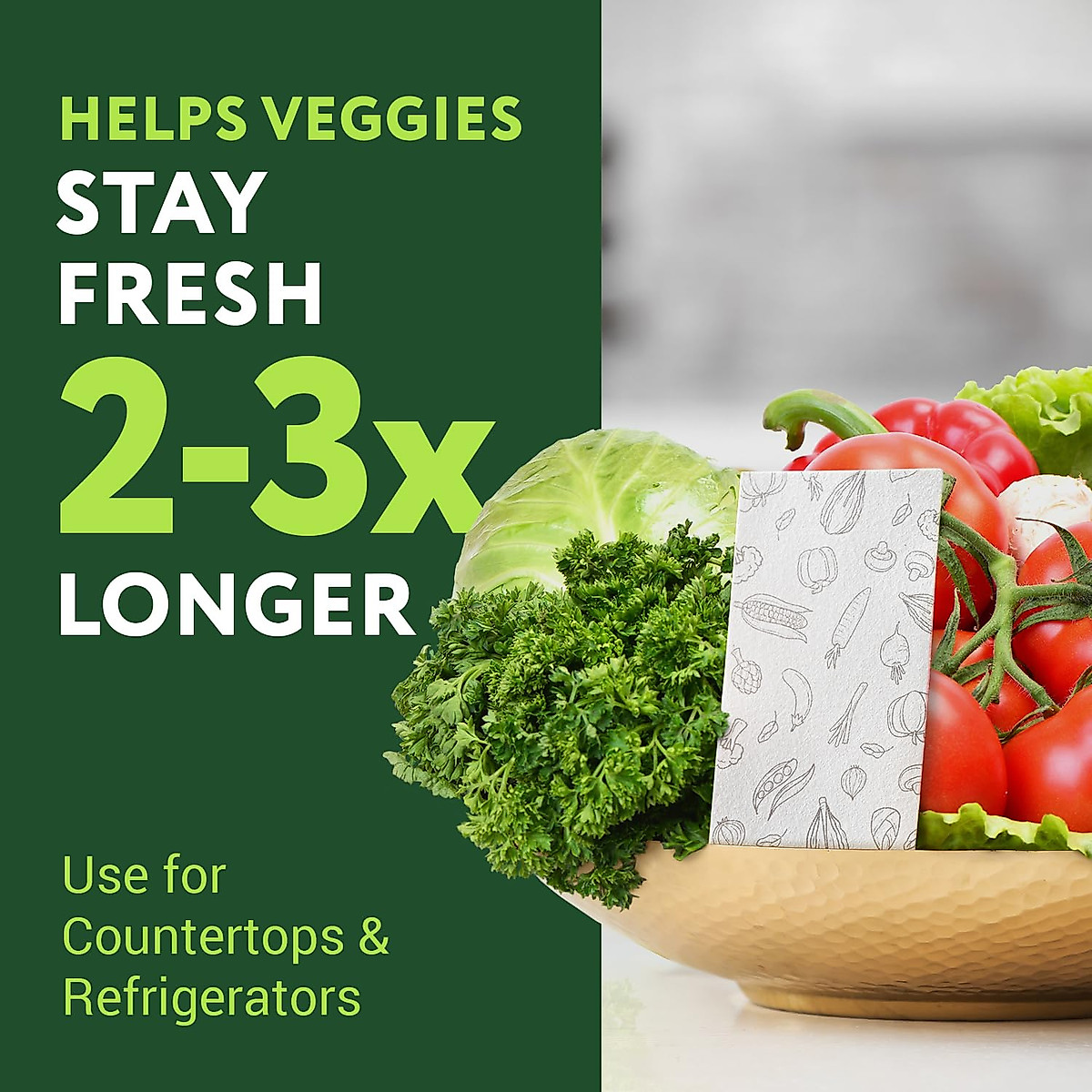 IMPRESA [18 Pack] Food Saver Sheets for Produce - Vegetable Savers for Refrigerator & Counter - Keep Vegetables Fresh Longer - Fresh Produce Saver & Herb Keeper Sheets - Natural Food Storage