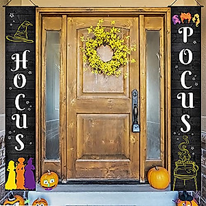 Halloween Front Porch Decor - Hocus Pocus Porch Sign Hanging Decorations Banner Outside