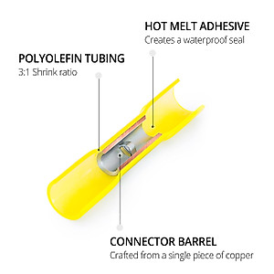 Wirefy Heat Shrink Wire Connectors Kit - a Resistant Electrical Connectors - Automotive Butt Connectors - Insulated Ring, Spade, Fork, Hook Crimp Terminals - 22-10 Gauge - 270 PCS