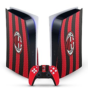 Head Case Designs Officially Licensed AC Milan Home 2020/21 Crest Kit Vinyl Faceplate Sticker Gaming Skin Decal Cover Compatible With Sony PlayStation 5 PS5 Disc Edition Console & DualSense Controller