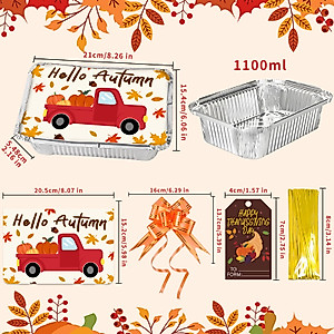 Natonhi 50PCS Fall Thanksgiving Leftover Containers with Lids, Thanksgiving To Go Containers Disposable Aluminum Foil Food Storage for Friendsgiving Party Thanksgiving Table Decorations