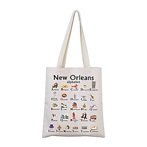 MNIGIU New Orleans Canvas Tote Bag New Orleans Welcome Bag New Orleans Tote Reusable Shopping Bagg (Tote bag)