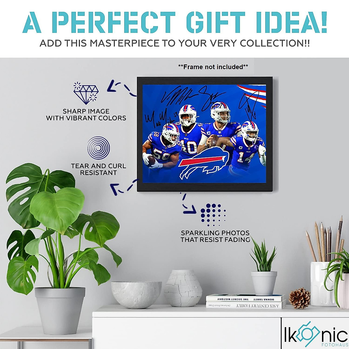 Ikonic Fotohaus Josh Allen Stefon Diggs Von Miller Matt Milano Signed Photo Autograph Print Wall Art Home Decor