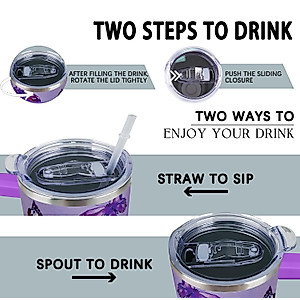 ZNYYZYBA 40 oz Tumbler with Handle and Straw, 40oz Butterfly Tumbler with Leak Proof Lid, Reusable Stainless Steel Insulated Travel Coffee Mug, Butterfly Gifts for Women