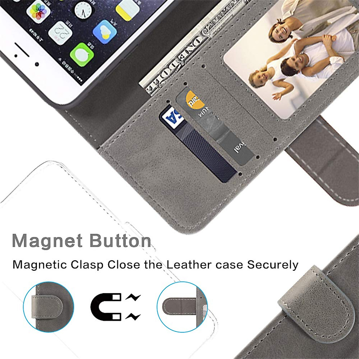 for Gigaset GS5 Case, Leather Wallet Case with Cash & Card Slots Soft TPU Back Cover Magnet Flip Case for Gigaset GS5 Lite (6.3”)