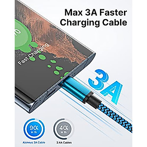 Aioneus 3Pack 6ft USB C Cable 3A Fast Charge, USB A to Type C Charger Cord Braided Charging for Samsung Galaxy A03s A02s S22 S21 S20 S10 S9 A11 A12 A13 A20 A21 A32 A50 A51 A53 A10e S10e, Moto G7, LG