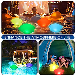 TIALLY Stars Floating Pool Lights Solar Powered - Glowing Pool Lights That Float - Inflatable Floating Solar Pool Lights for Swimming Pool, Weddings, Patio, Ponds - Pool Party Lights (2 Pack)